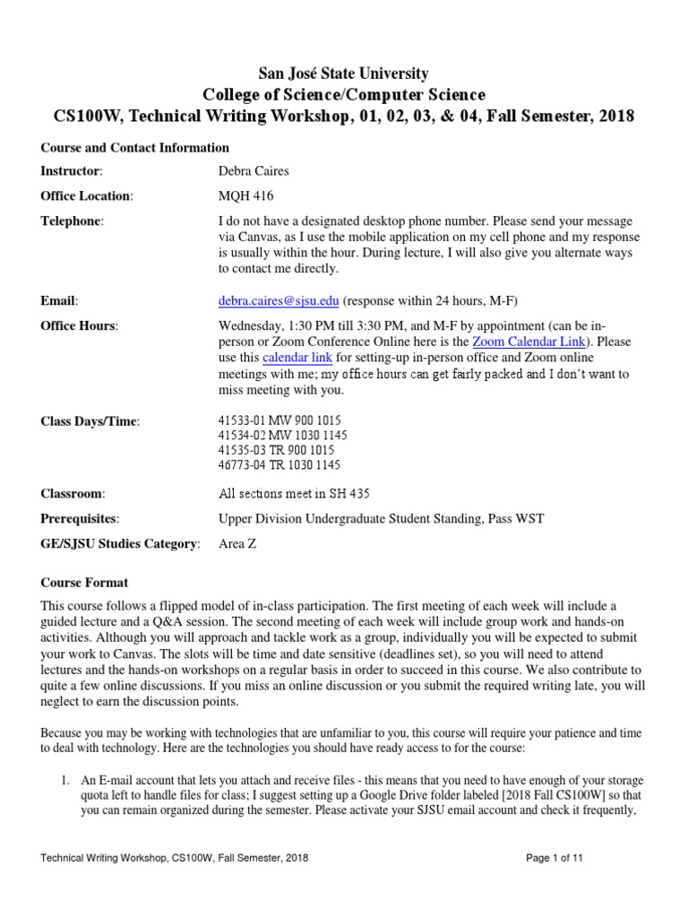 2018 Fall CS100W Syllabus | PDF | Gmail | Test (Assessment)