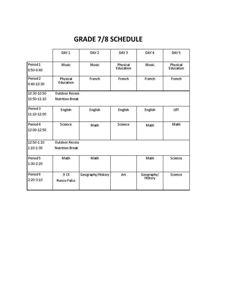 Collins Term 1 Schedule | PDF
