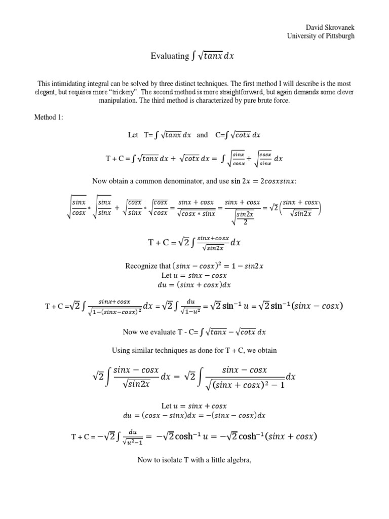 SQRT (Tanx) DX PDF | PDF | Elementary Mathematics | Functions And Mappings