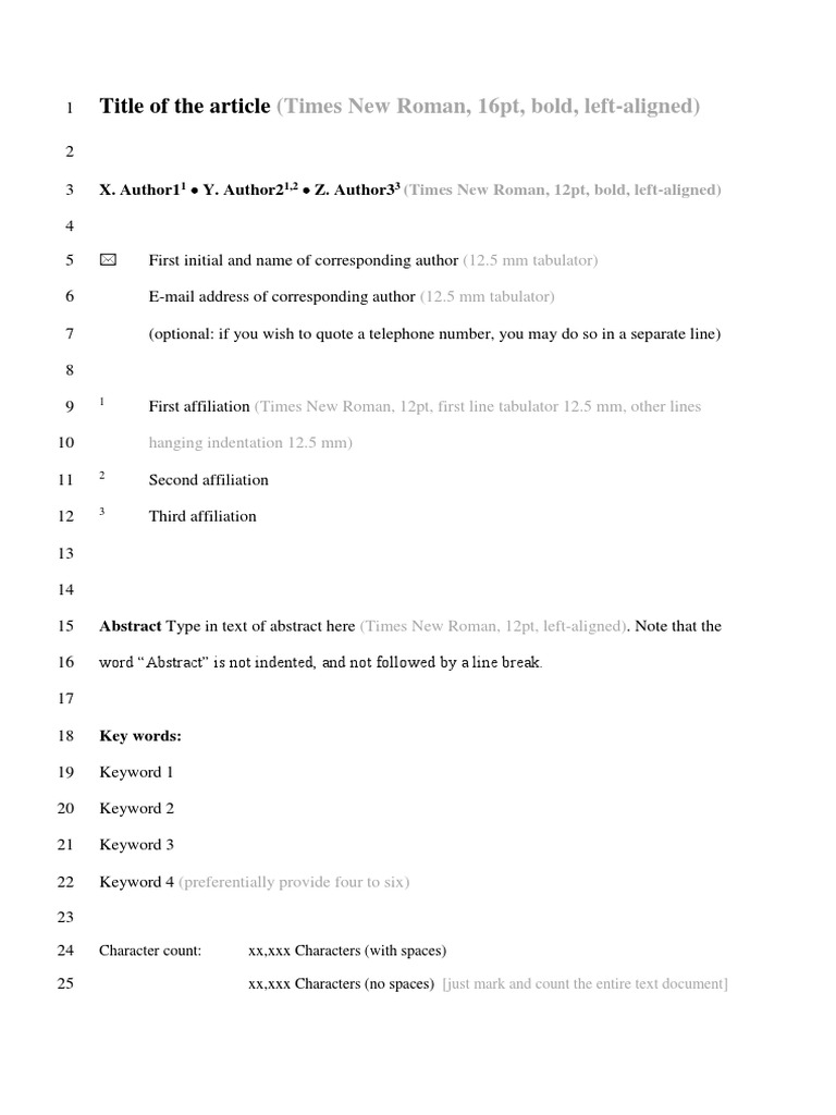 Title of The Article: (Times New Roman, 16pt, Bold, Left-Aligned) | PDF ...