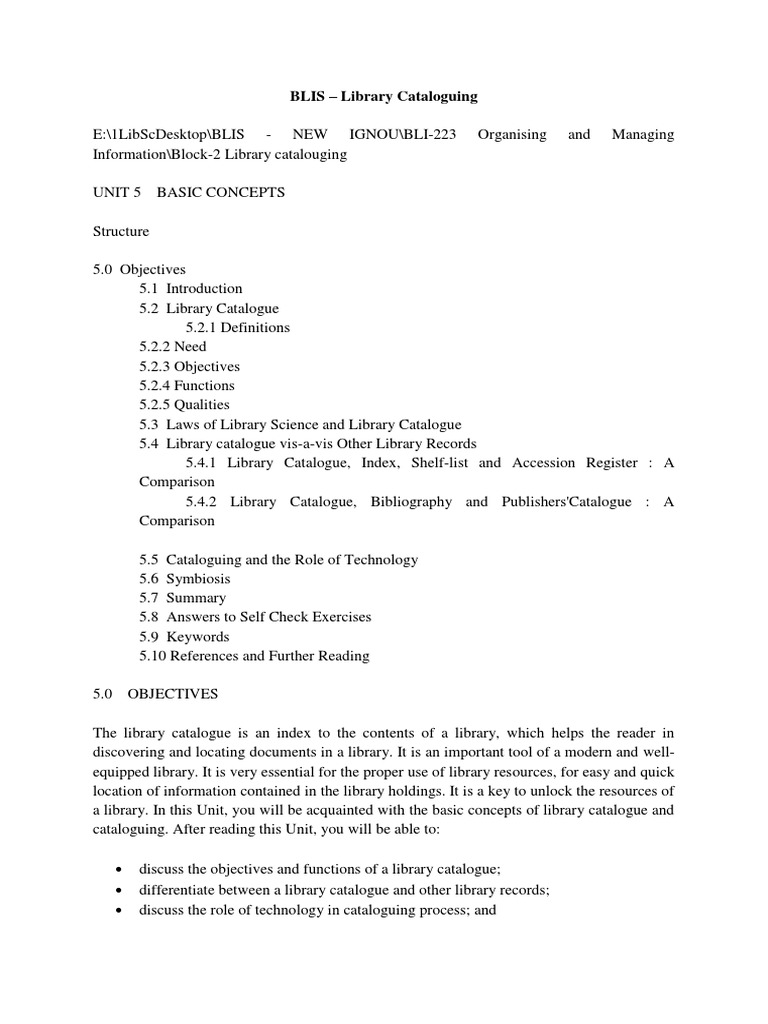 BLIS - Library Cataloguing | PDF | Cataloging | Libraries
