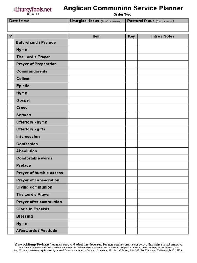 AnglicanCommunionServicePlanner OrderTwo | PDF | Rituals | Eucharist