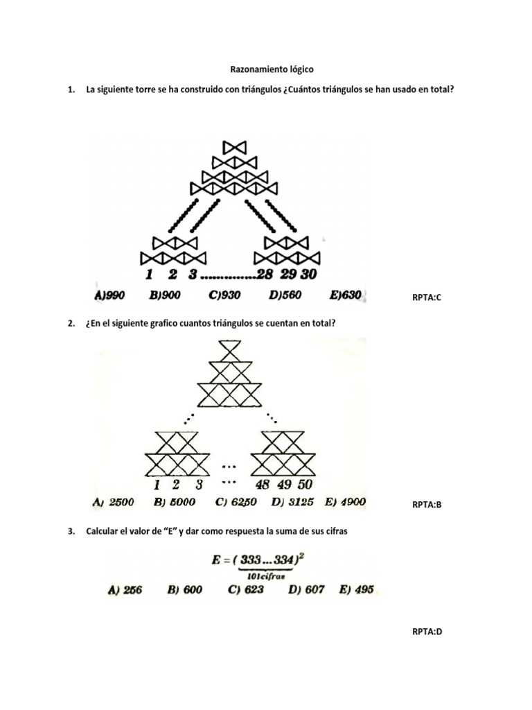 Preguntas Razonamiento Logico Miercoles 11 JULIO | PDF | Ajedrez ...