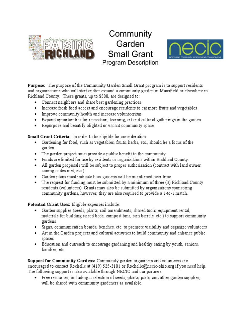 2017 Garden Grant App | PDF | Receipt | Gardens