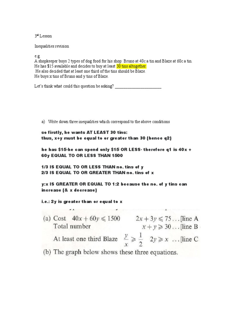 Inequalities Revision Lesson 1 | PDF | Economies | Business