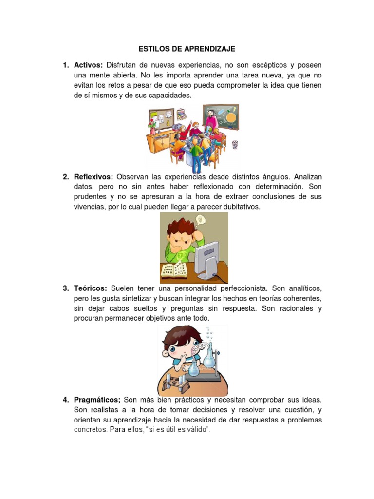 Estilos de Aprendizaje: Teórico y Reflexivo | PDF | Aprendiendo estilos ...