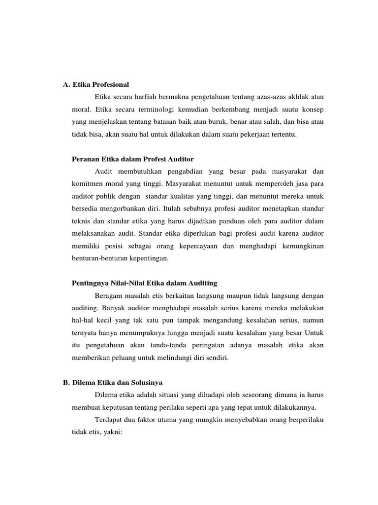 Etika Profesional Dalam Auditing | PDF | Bisnis | Pengelolaan Keuangan & Uang