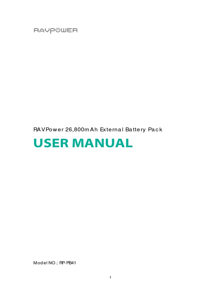 RAVPower RP-PB41 User Manual | PDF | Battery Charger | Usb