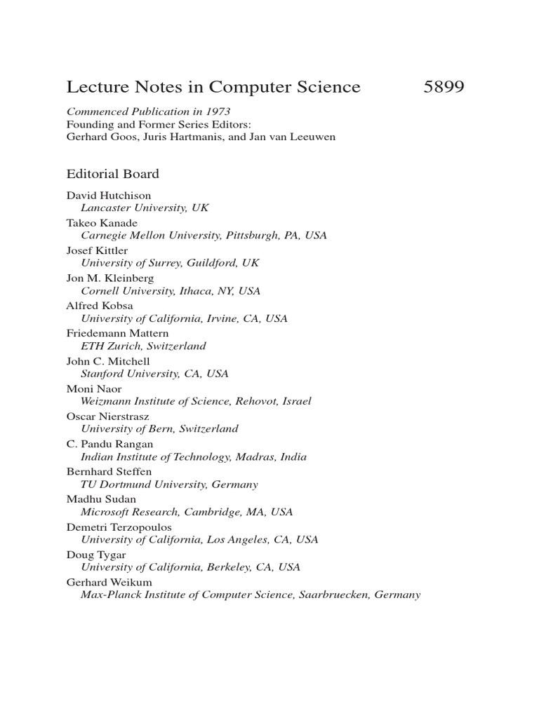 Lecture Notes In Computer Science 5899 Computer Communication Networks And Telecommunications 