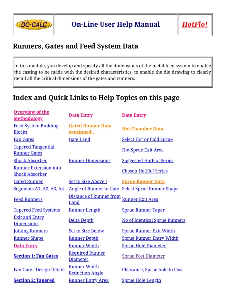 Runners, Gates and Feed System Data PDF | PDF | Area | Angle