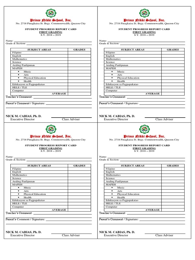 Sample Report Card | PDF | Physical Education | Schools