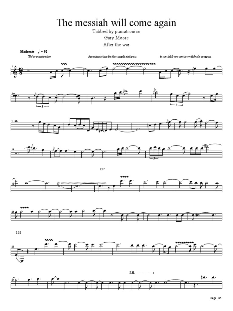 Gary Moore - The Messiah Will Come Again | PDF