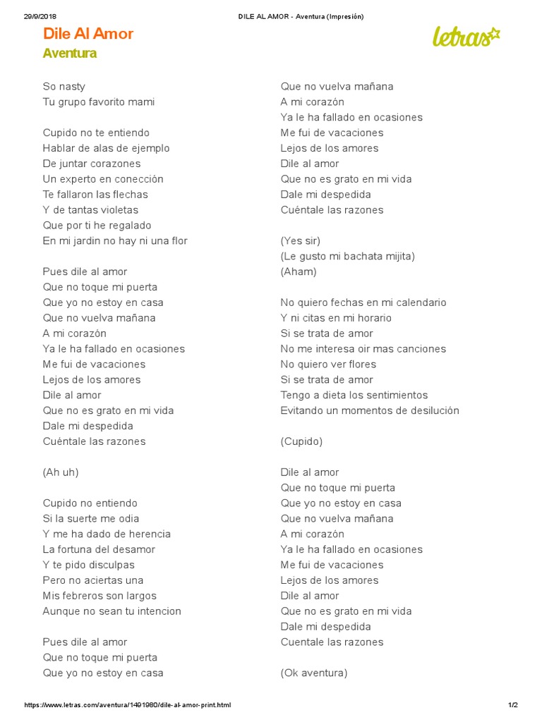 DILE AL AMOR - Aventura (Impresión) | PDF | Ocio