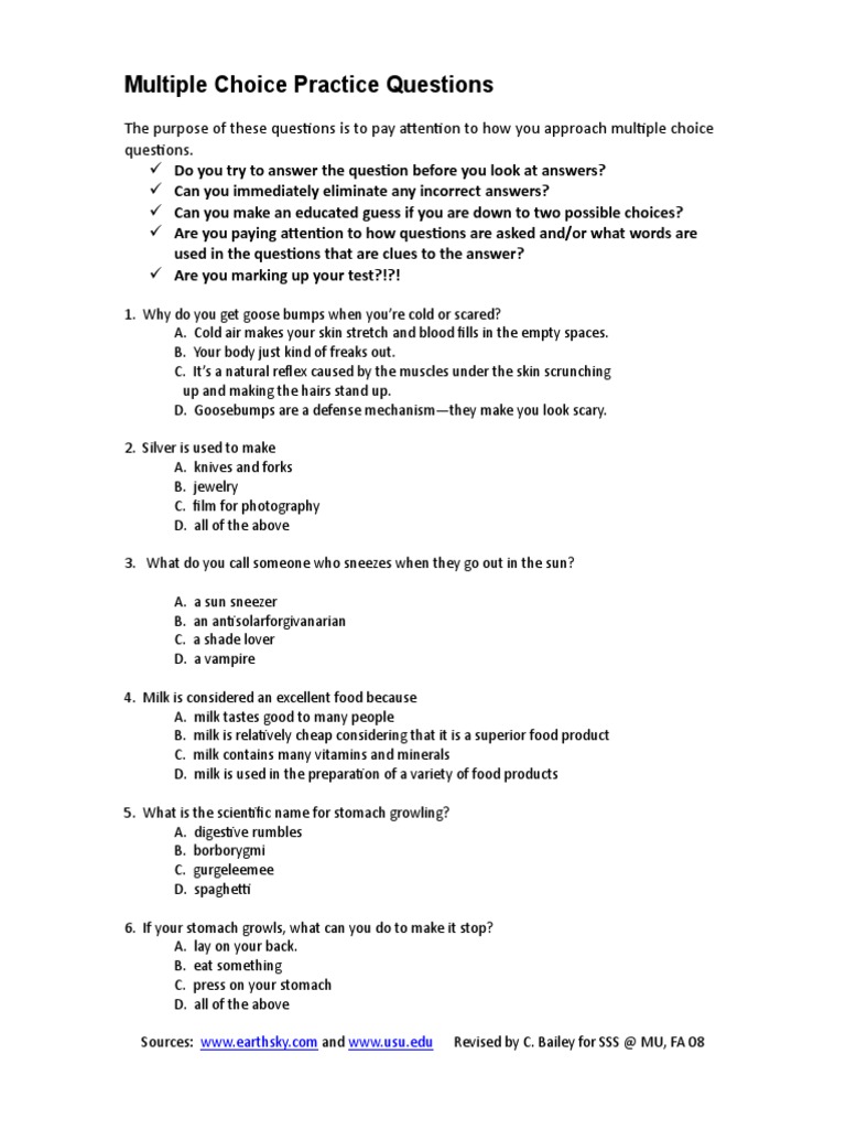 Multiple Choice Practice Questions | PDF | Career & Growth | Self-Improvement