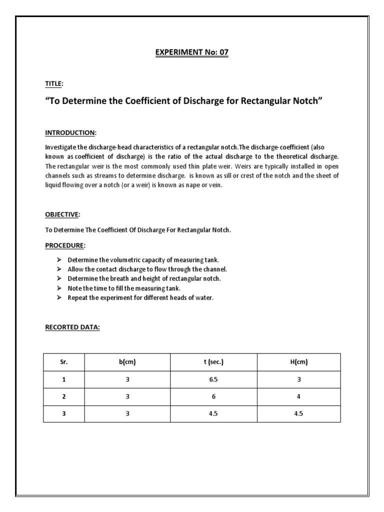 Lab Report 7 | PDF | Discharge (Hydrology) | Volume