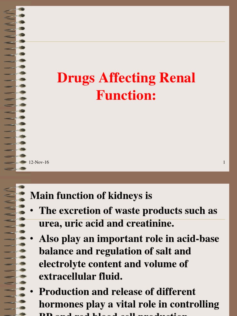 Drugs Affecting Renal Function | PDF | Kidney | Nature