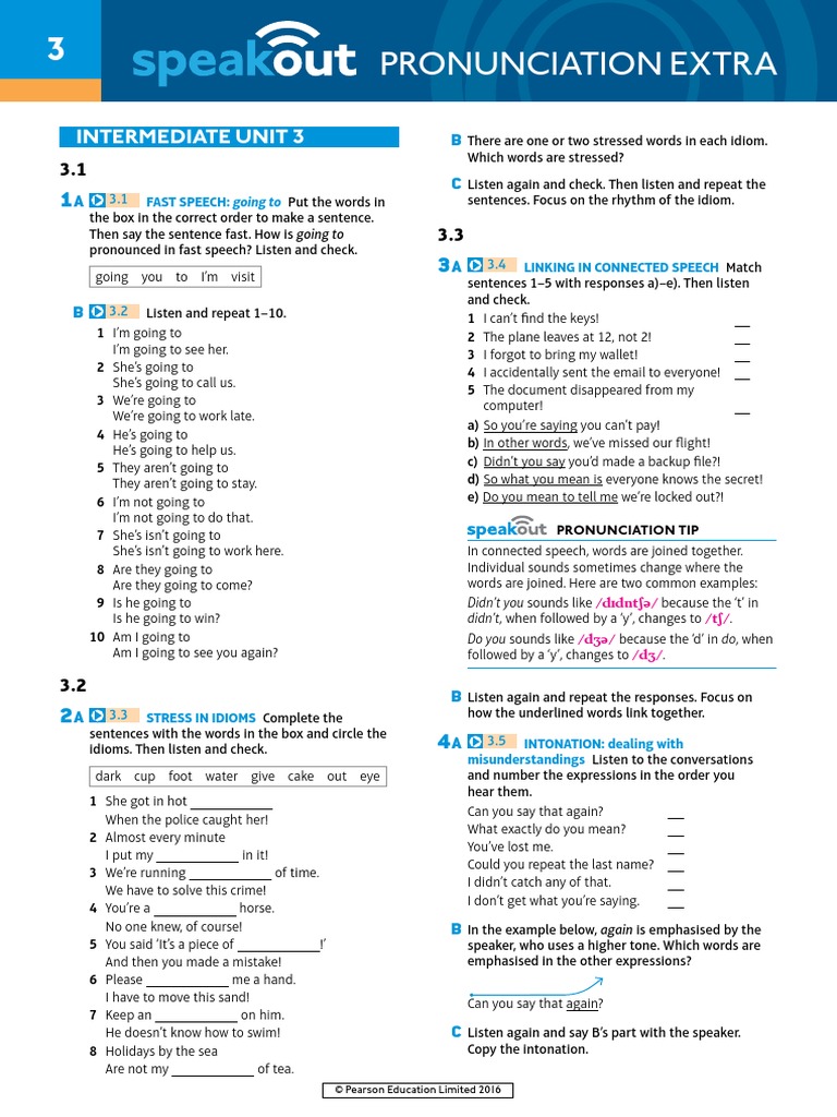 Speakout Pronunciation Extra Intermediate Unit 3 | PDF | Idiom | Communication