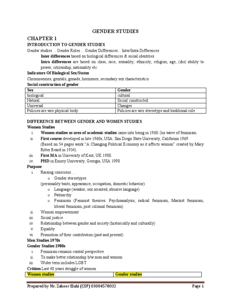 Gender Studies Overview | PDF | Women's Studies | Gender