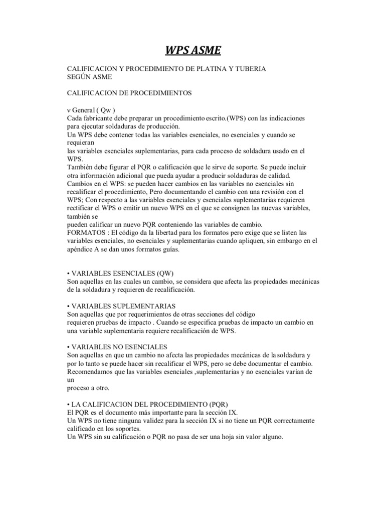WPS Asme | PDF | Soldadura | Construcción