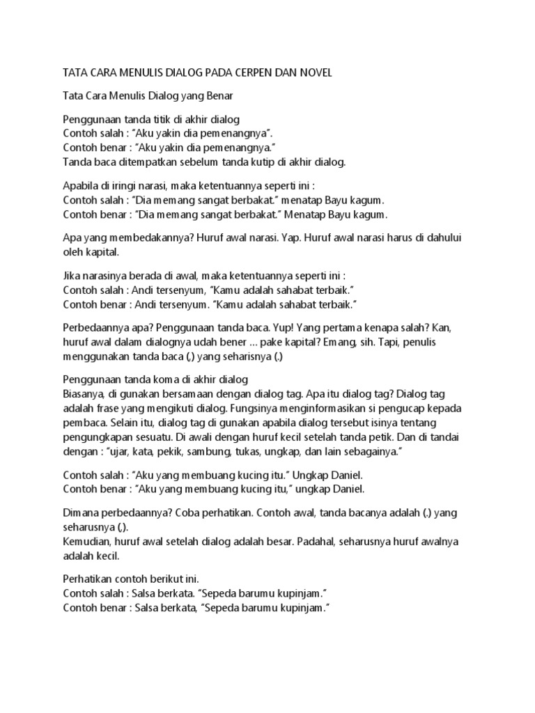 Tata Cara Menulis Dialog Pada Novel | PDF