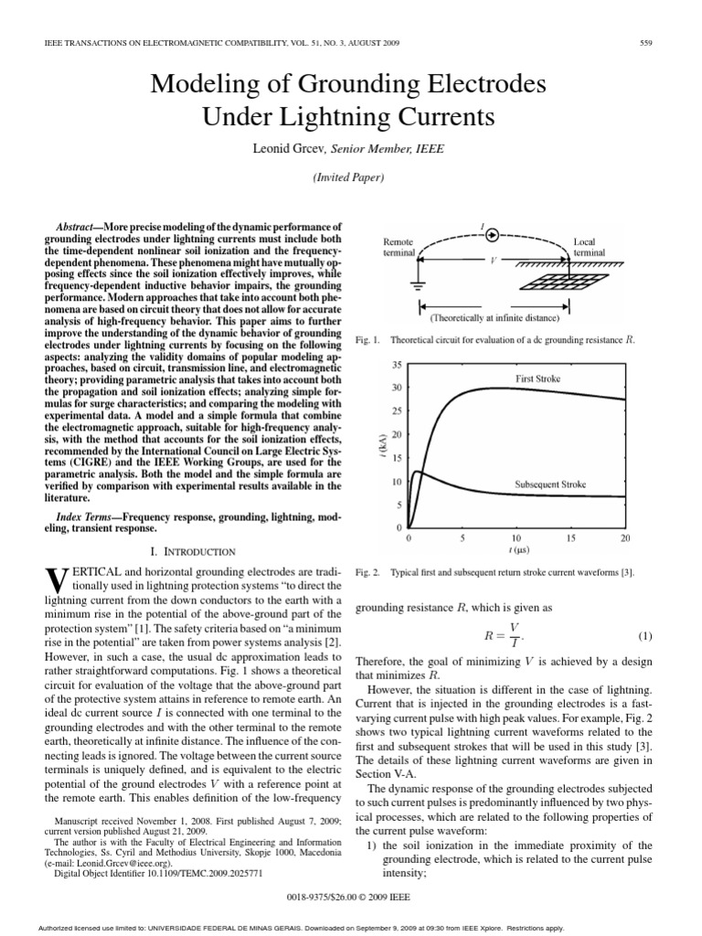 (Grcev - 2009) Modeling of Grounding Electrodes Under Lightning ...