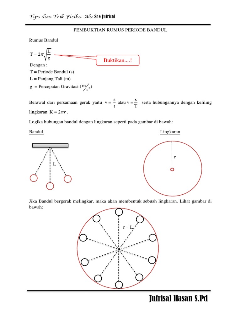 Pembuktian Rumus Periode Bandul PDF | PDF