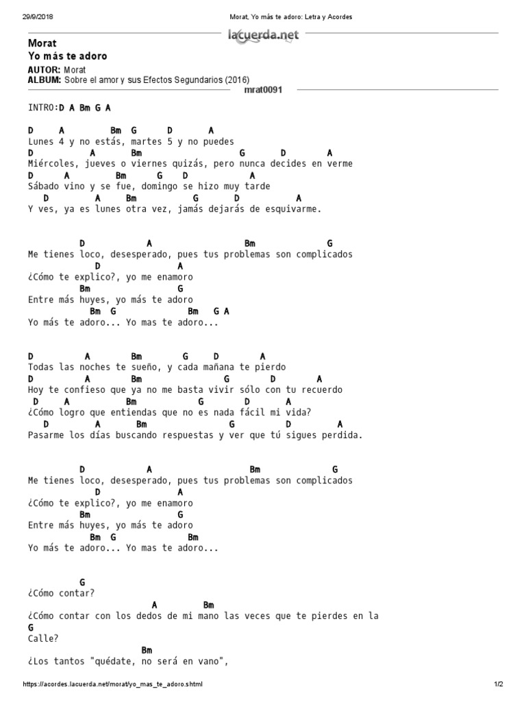 Morat, Yo Más Te Adoro_ Letra y Acordes | Ocio