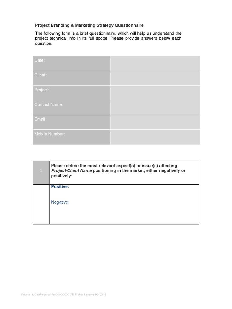 Client Branding & Marketing Strategy Questionnaire | PDF | Target ...