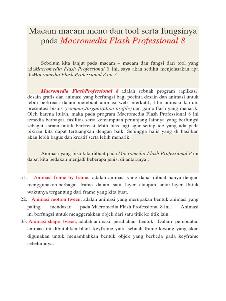 Macam Macam Menu Dan Tool Serta Fungsinya Pada | PDF
