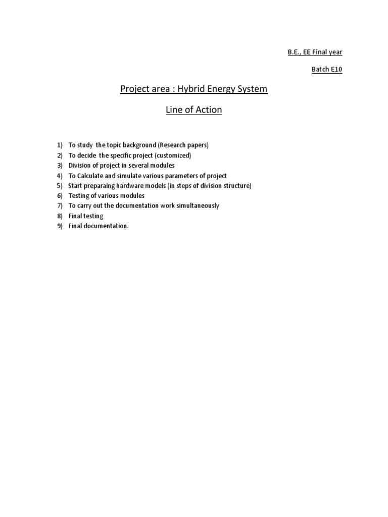 Project Area: Hybrid Energy System Line of Action: B.E., EE Final Year ...