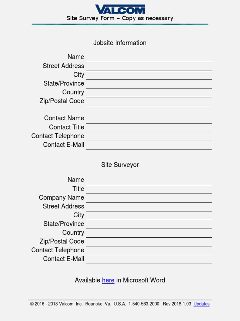 Paging System Site Survey Form | PDF | Surveying | Telephone