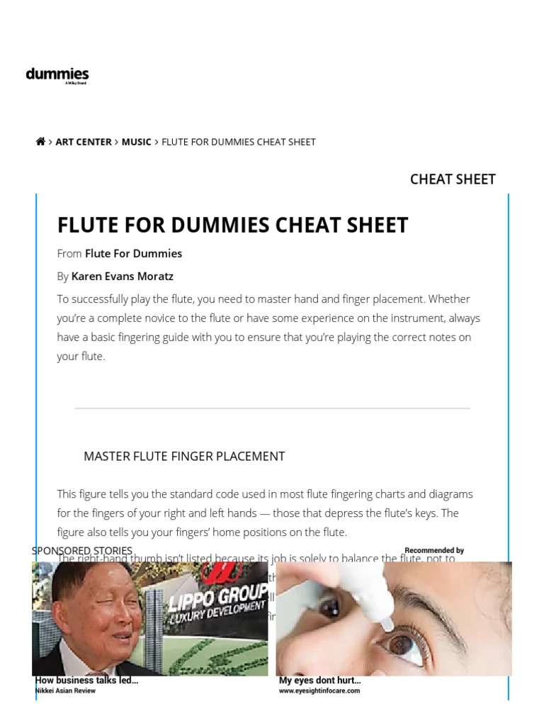 Flute For Dummies Cheat Sheet PDF | PDF | Computer Keyboard | Office ...