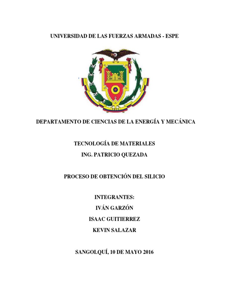 Proceso de Obtención del Silicio | PDF | Silicio | Aluminio