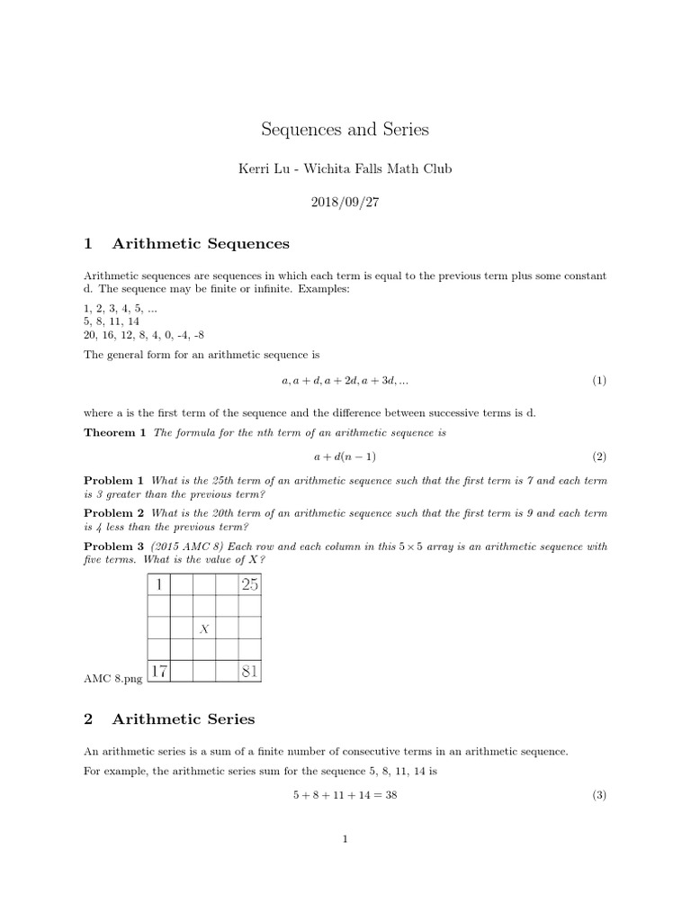 Sequences and Series | PDF | Summation | Sequence