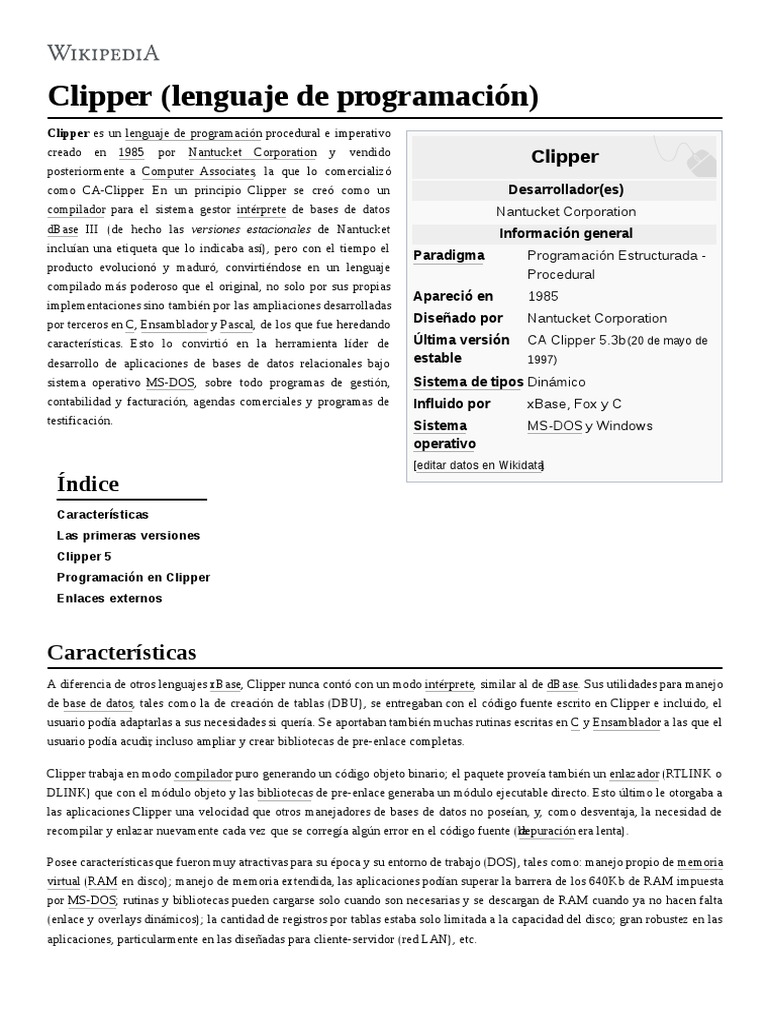 Clipper (Lenguaje de Programación) | PDF | Áreas de informática ...