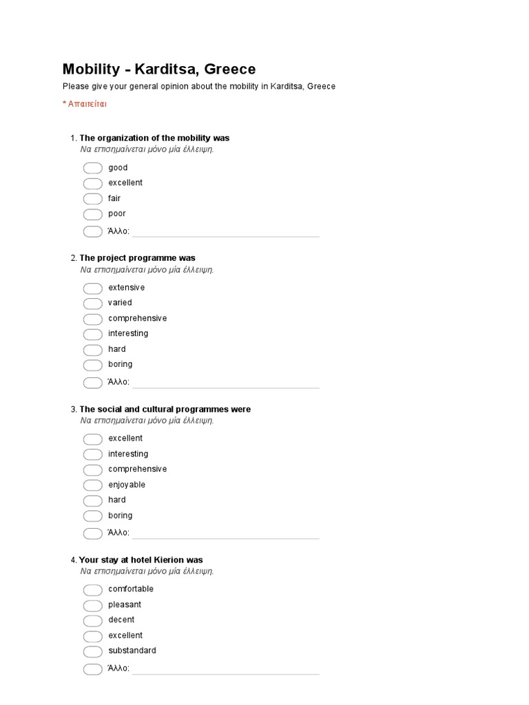 Evaluation Questionnaire - Teachers - Mobility Greece 2018 | PDF ...