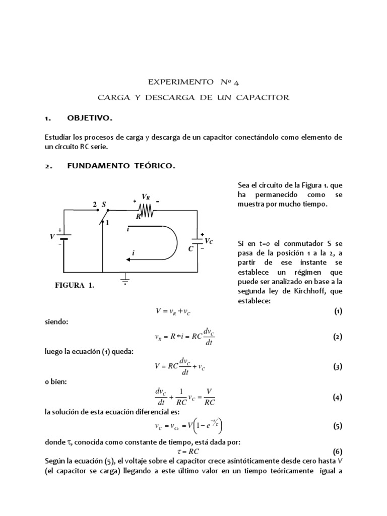 Carga y Descarga de Un Capacitor | PDF | Condensador | Ecuaciones