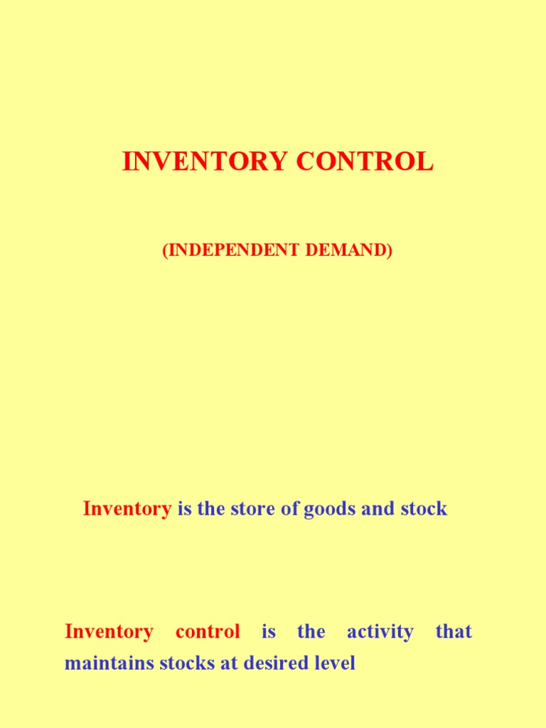 11 Inventory Control | PDF | Inventory | Supply Chain Management