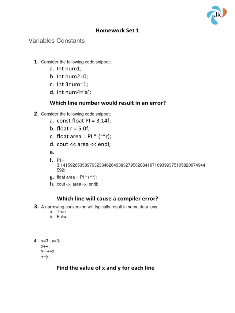 Homework Set 1 | PDF