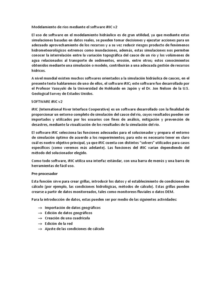 Modelado de Ríos con iRIC v2 | PDF | Simulación | Software