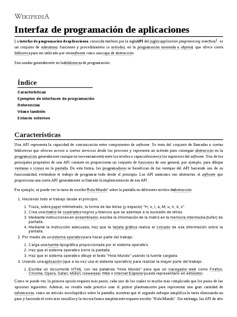 Interfaz de Programación de Aplicaciones | Descargar gratis PDF ...