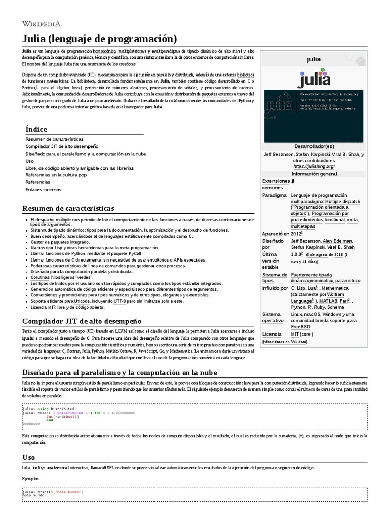 Julia (Lenguaje de Programación) | PDF | Programación de computadoras ...