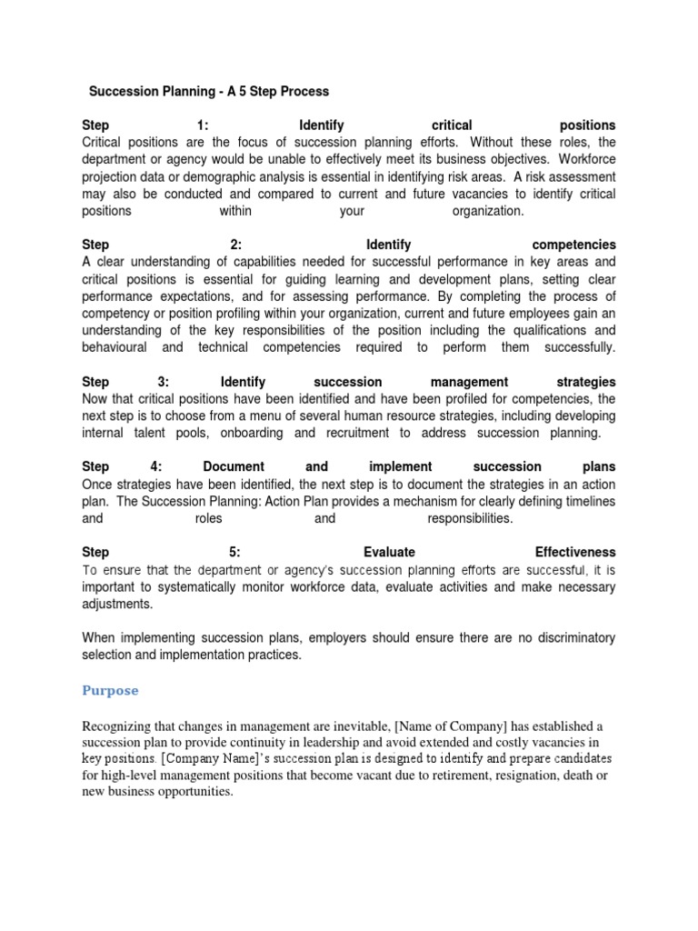 5-Step Succession Planning Guide | PDF | Succession Planning ...