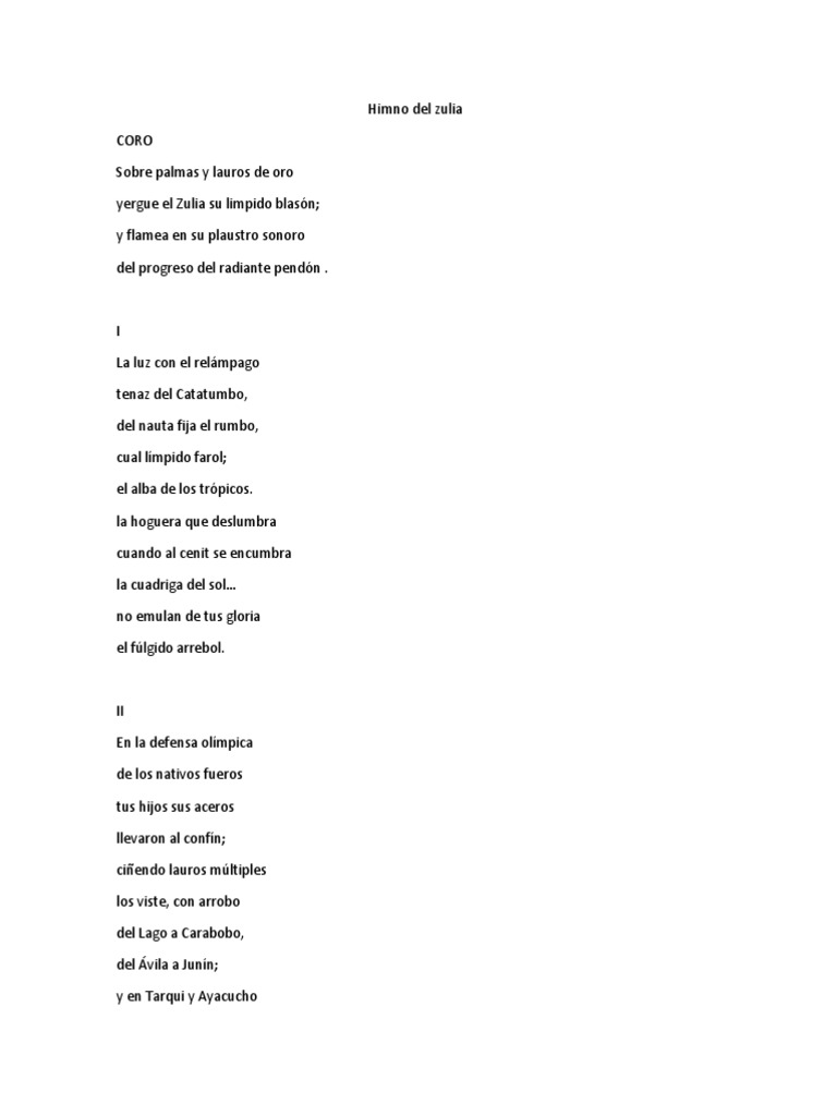 Himno Del Zulia | PDF | Himnos | Musica Sudamericana