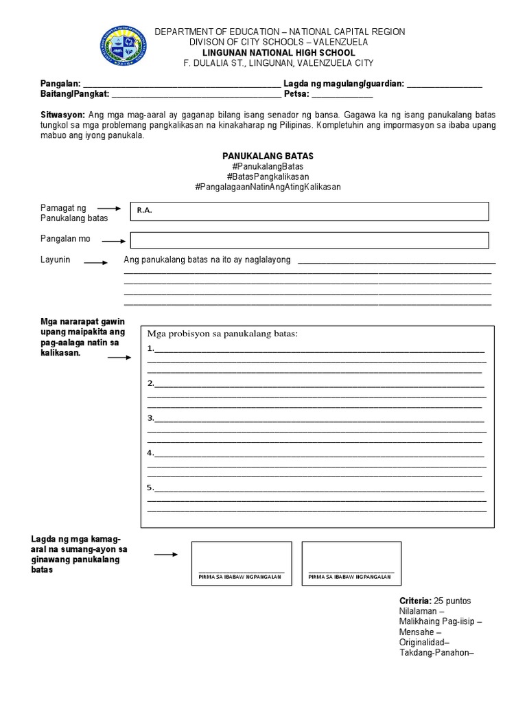 Panukalang Batas GRADE 9 | PDF