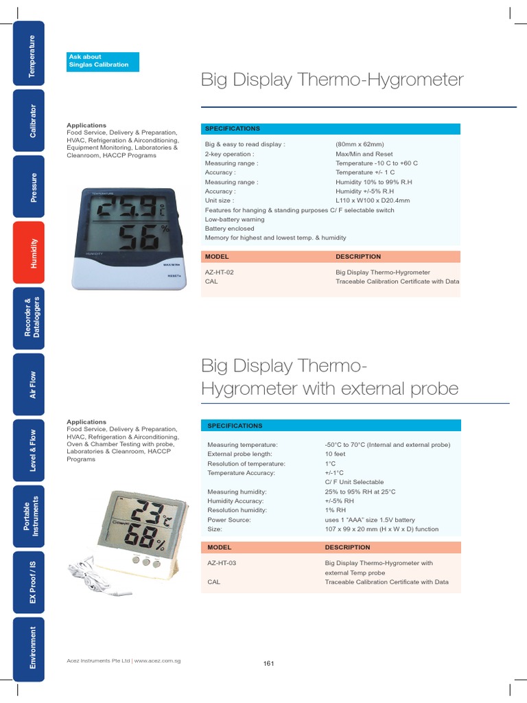 Big Display Thermo-Hygrometer: Specifications and Applications for ...
