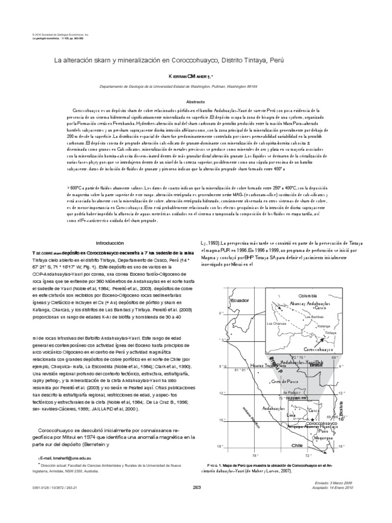 Skarn Alteration Mineralization at Coroccohuayco, Tintaya - En.es PDF ...