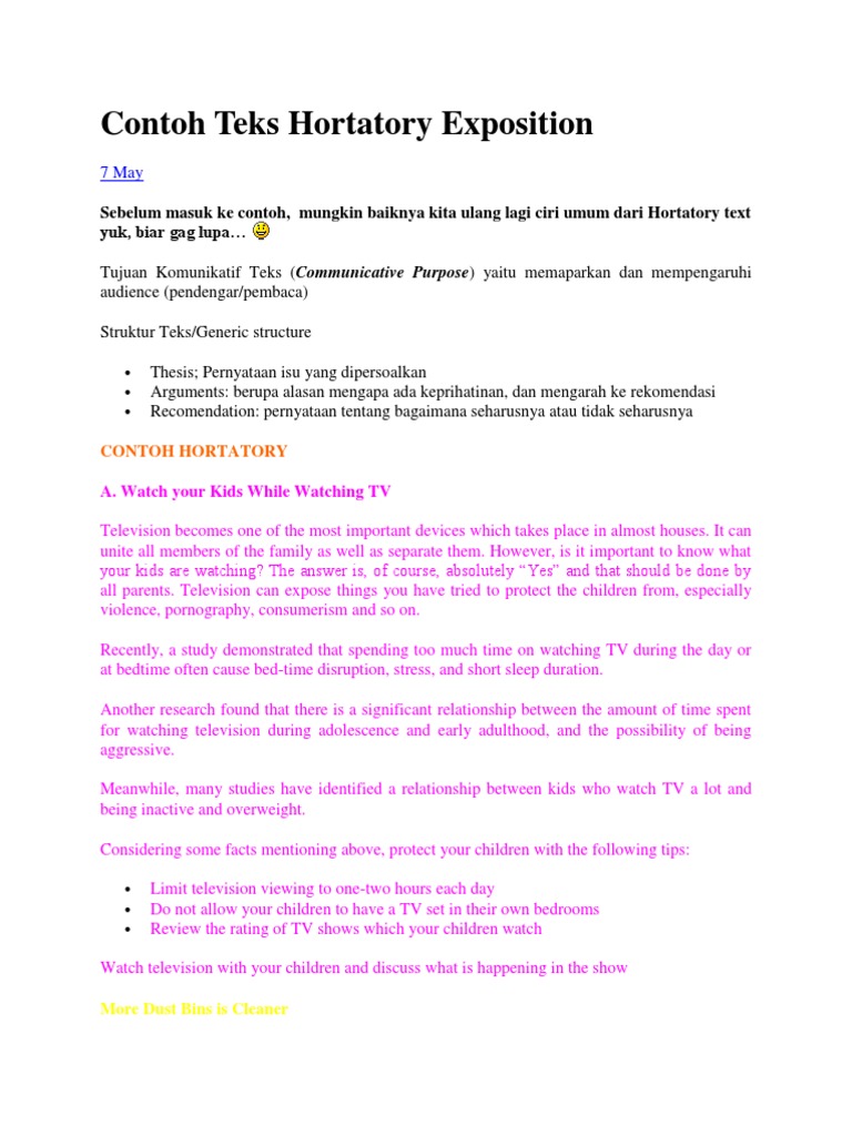 Contoh Teks Hortatory | PDF | Reading (Process) | Learning