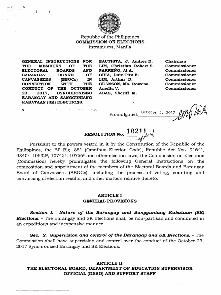 COMELEC Resolution No. 10211 | Polling Place | Voting