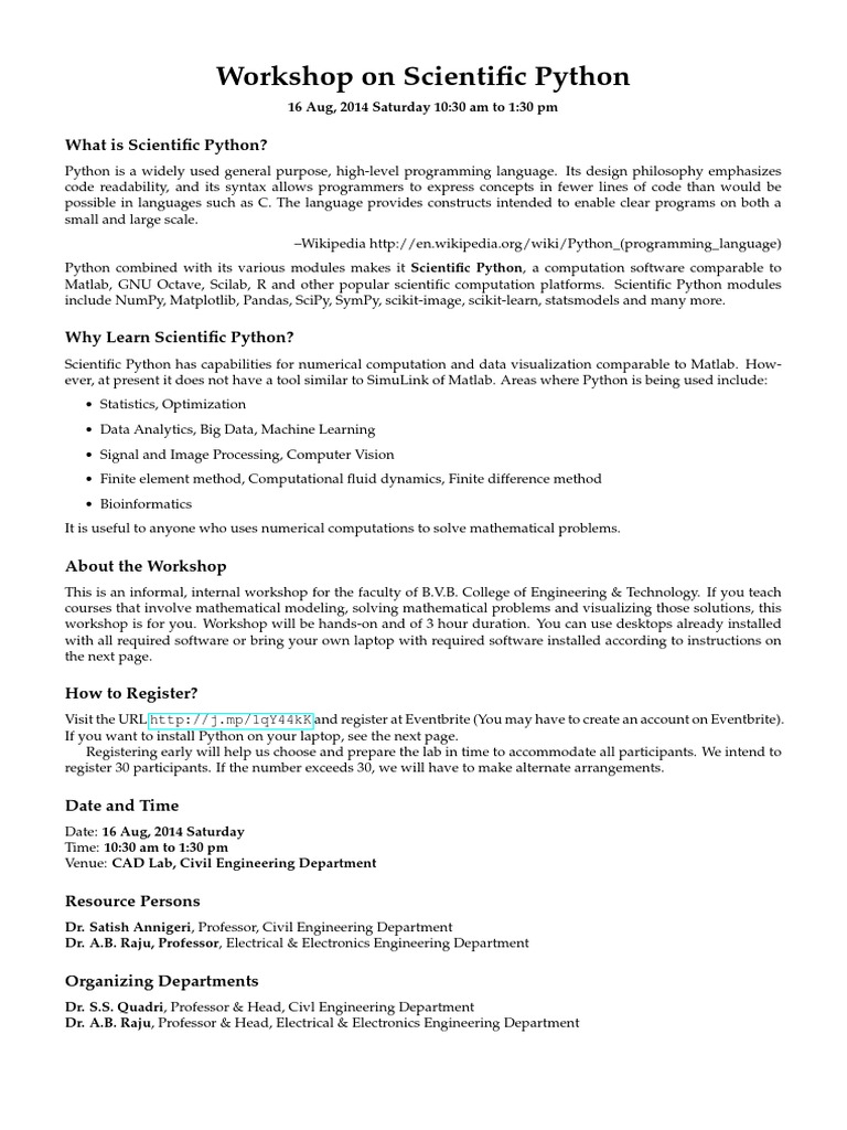 Scientific Python Workshop | PDF | Python (Programming Language) | Matlab